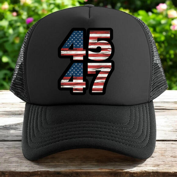 Accessories | 45 47 Donald Trump Trucker Hat Mens Os Black Snapback ...